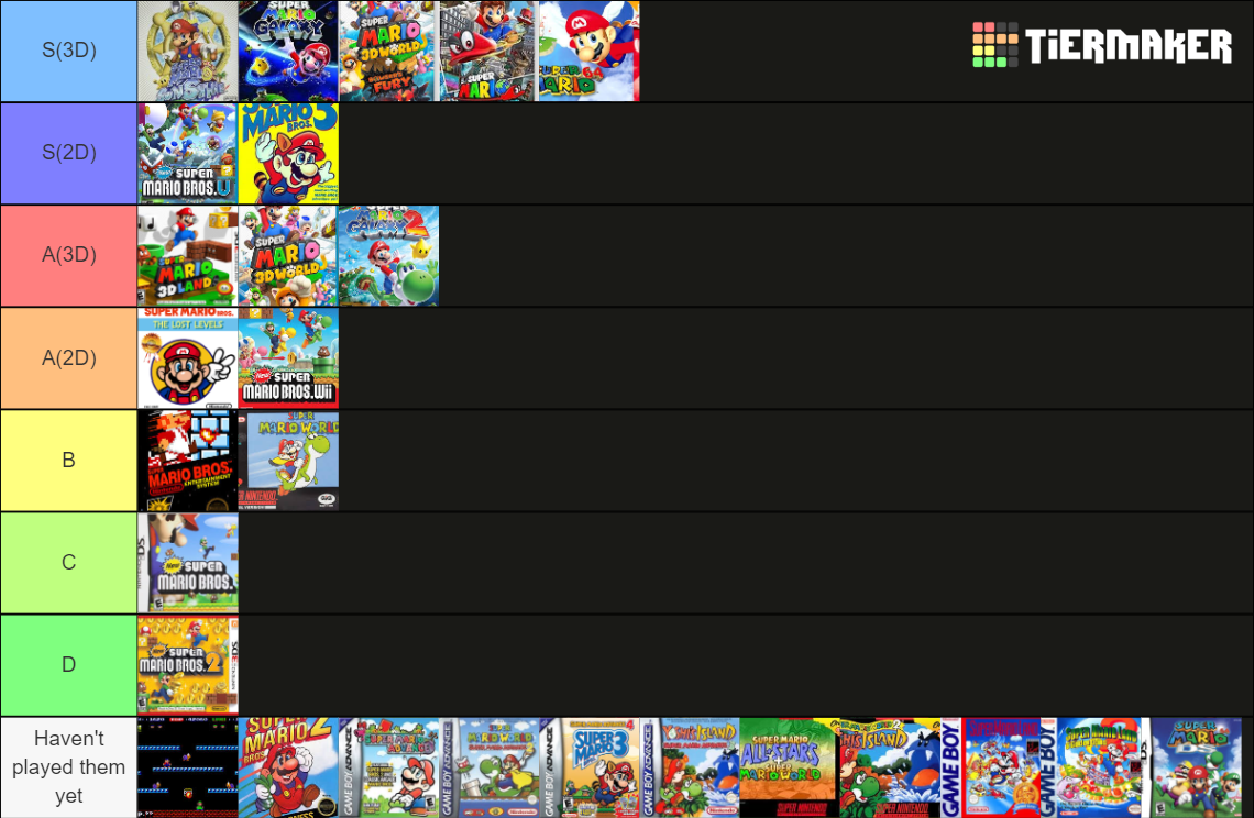 Every Mario game Tier List (Community Rankings) - TierMaker