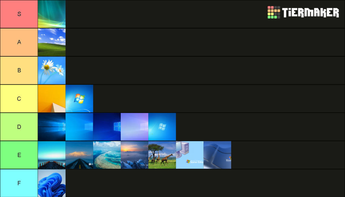 Windows Default Wallpapers Tier List (Community Rankings) - TierMaker