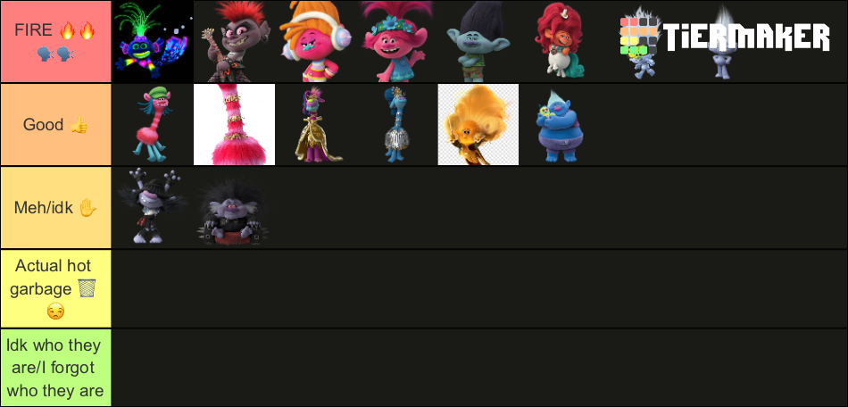 Trolls world tour Tier List (Community Rankings) - TierMaker