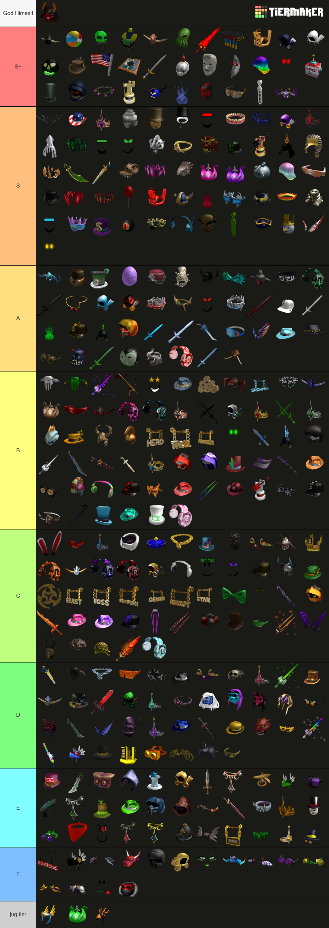 Roblox Rare & Semi Rare Items Tier List (Community Rankings) - TierMaker