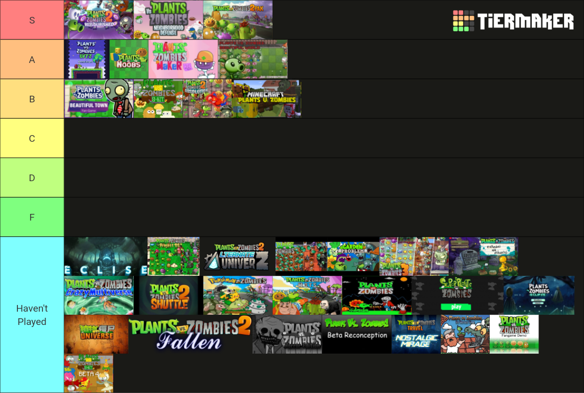 PvZ Mod & Fan Games Tier List (Community Rankings) - TierMaker