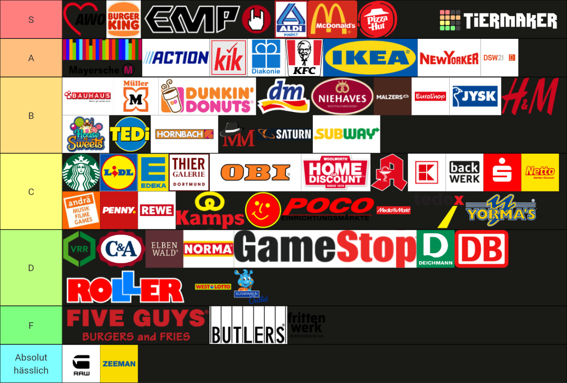 German store logos Tier List (Community Rankings) - TierMaker
