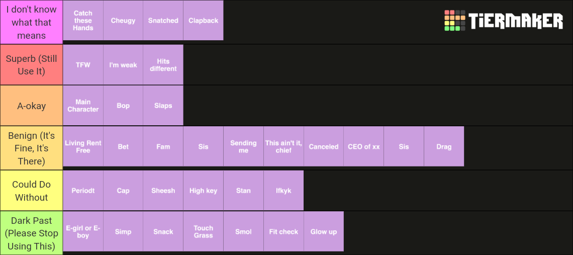 Gen Z Slang Tier List (Community Rankings) - TierMaker