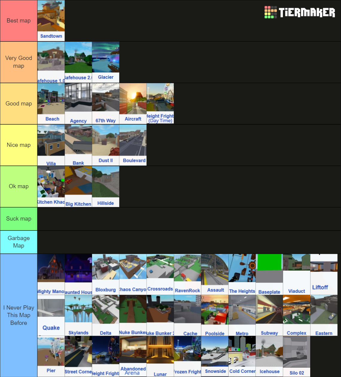 Roblox Arsenal Map Tier List (Community Rankings) - TierMaker