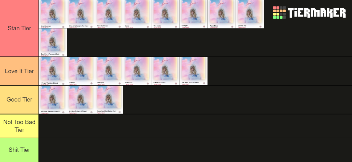 Lover Tracks Tier List (Community Rankings) - TierMaker