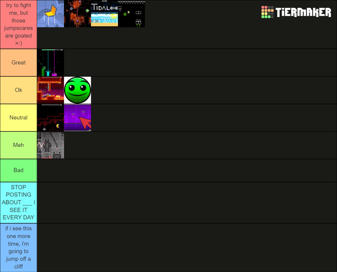 Geometry Dash Jumpscares Tier List (Community Rankings) - TierMaker