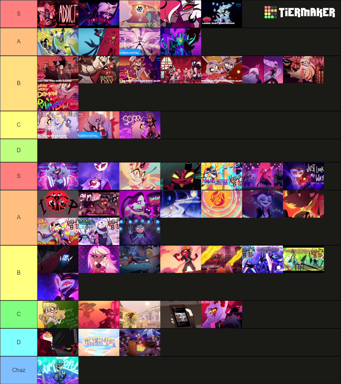 all hazbin hotel and helluva boss songs Tier List (Community Rankings) - TierMaker