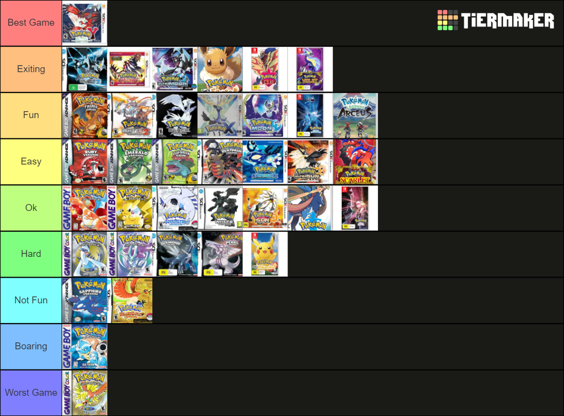 Pokémon Games Tier List (Community Rankings) - TierMaker