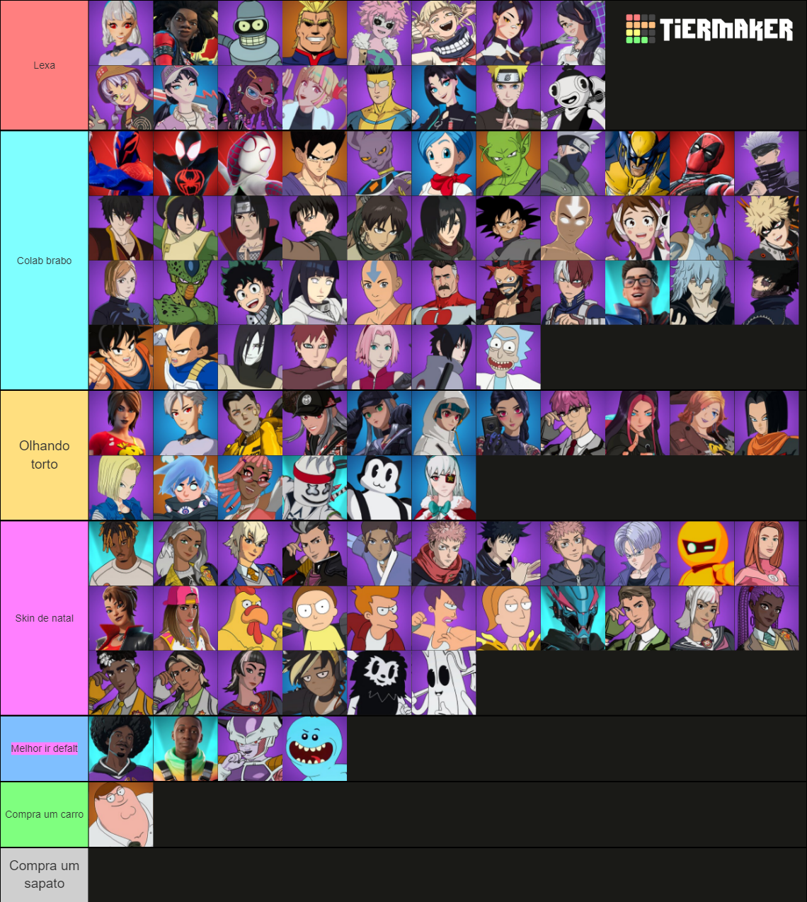 Fortnite Cel Shading skins Tier List (Community Rankings) - TierMaker