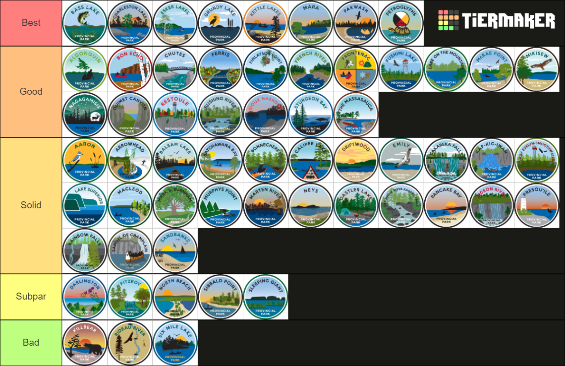Ontario Provincial Park Crests Tier List (Community Rankings) - TierMaker
