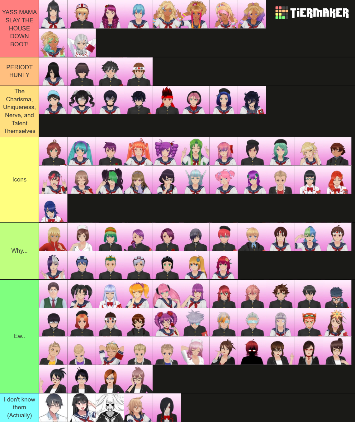Yandere Simulator characters (2022mode) Tier List (Community Rankings ...