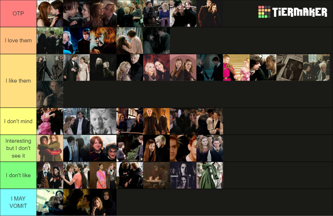 Harry Potter ALL ships Tier List (Community Rankings) - TierMaker
