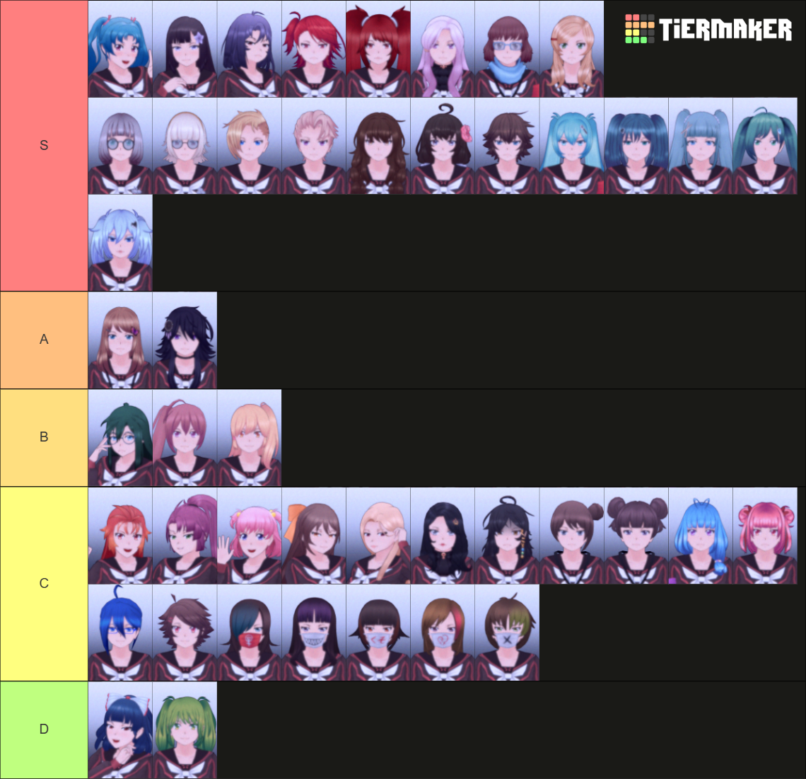 1989 Yandere Simulator Tier List (Community Rankings) - TierMaker