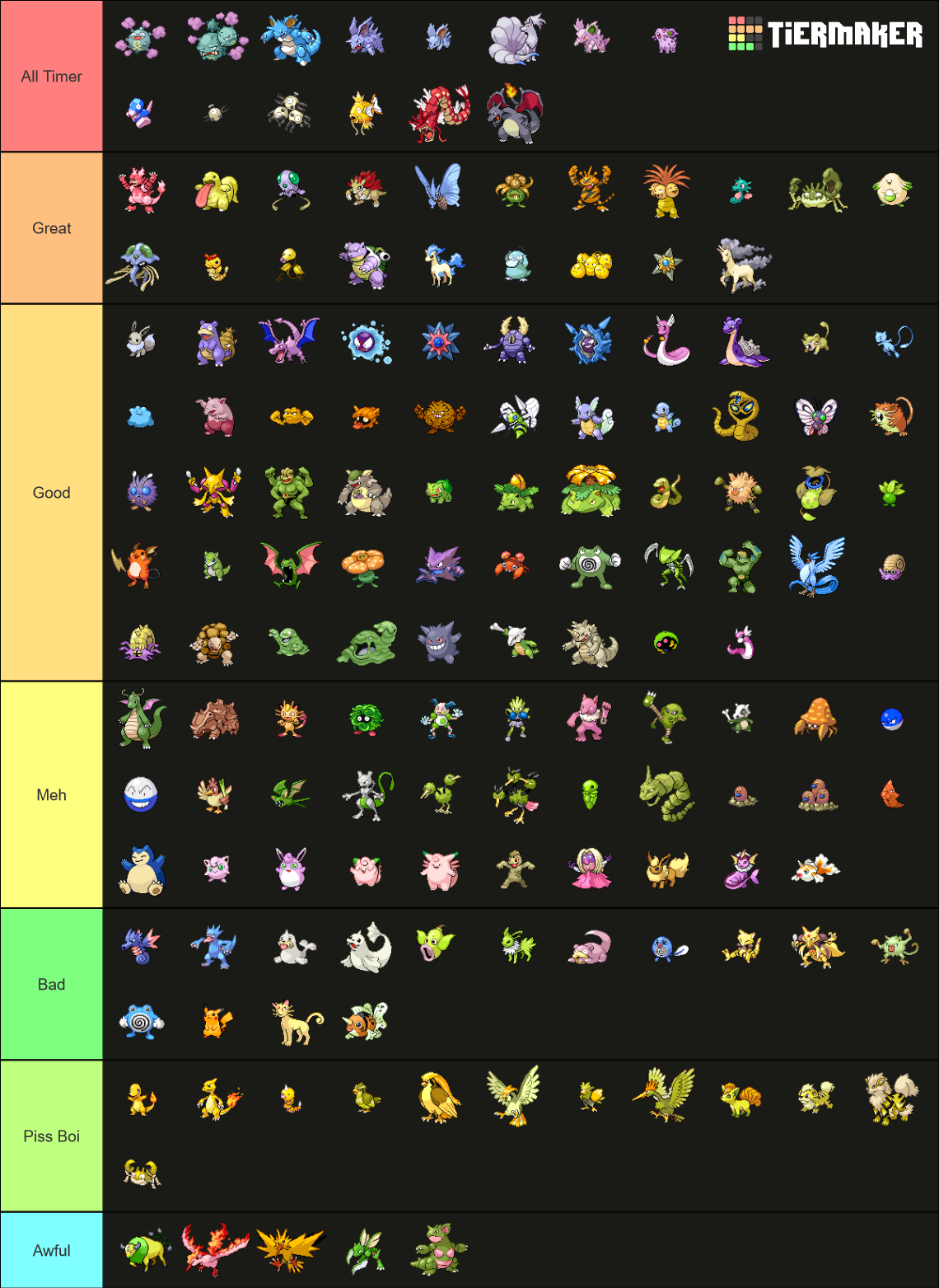 Generation I Shiny Pokémon Tier List (Community Rankings) - TierMaker