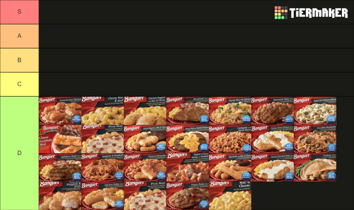 Banquet TV Dinners Tier List (Community Rankings) - TierMaker