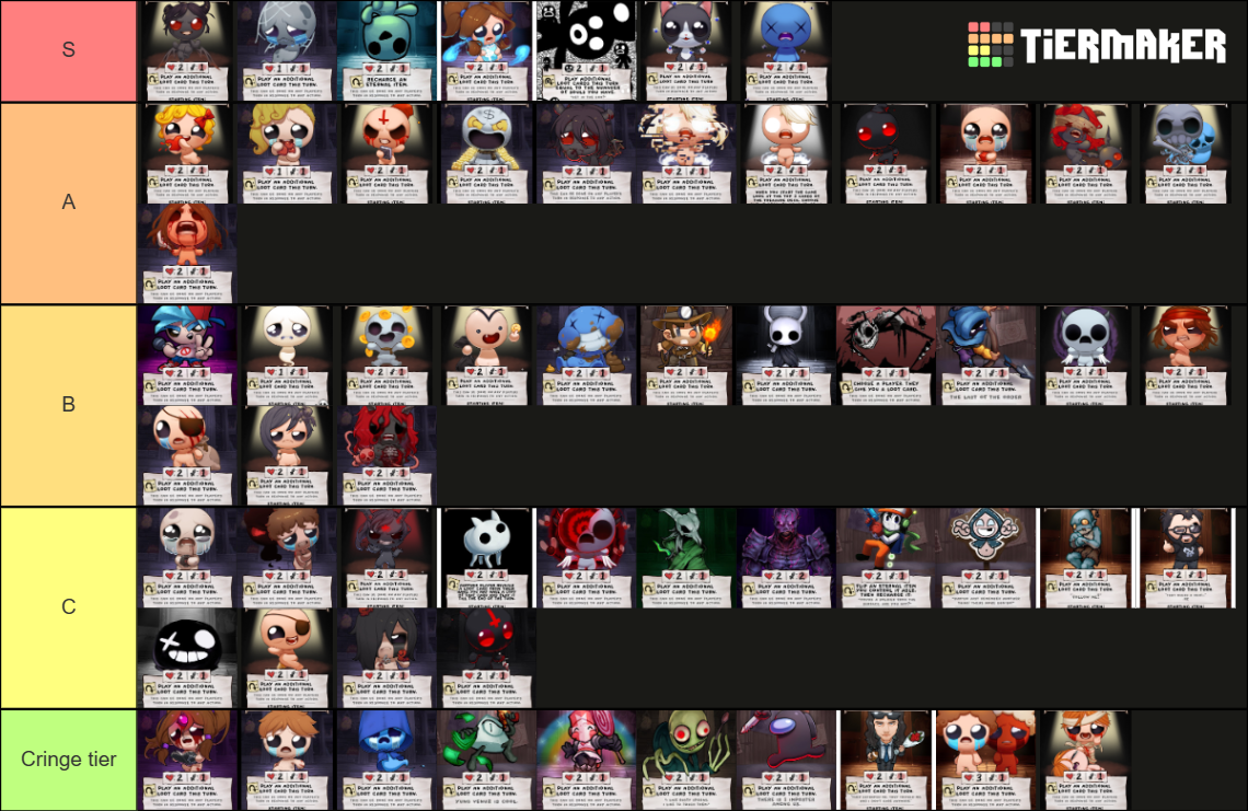 Binding of isaac four souls Tier List (Community Rankings) - TierMaker