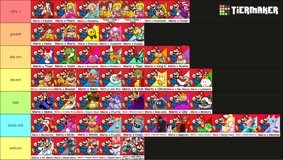 Super Mario Shipping Tier List (Community Rankings) - TierMaker