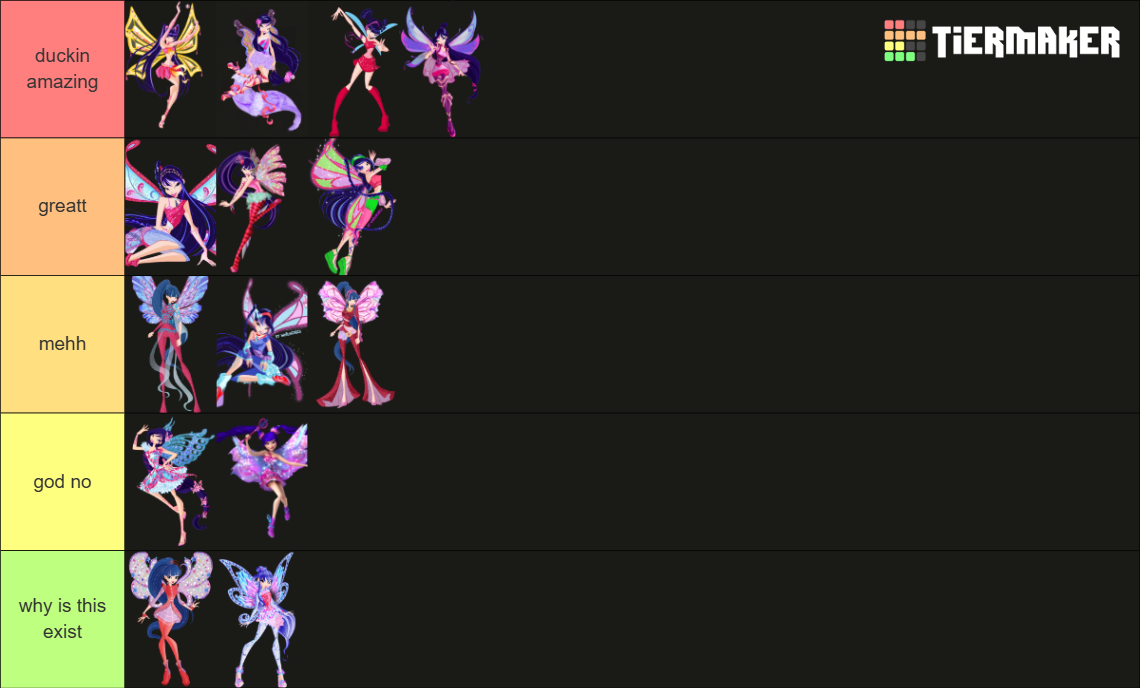 winx musa all transformations Tier List (Community Rankings) - TierMaker