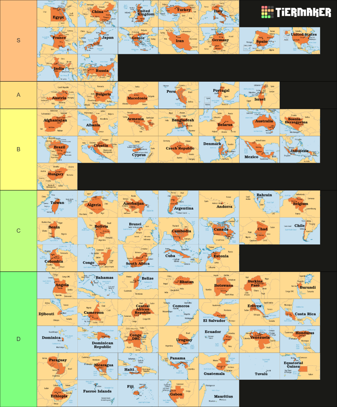 Country Tier List (Community Rankings) - TierMaker