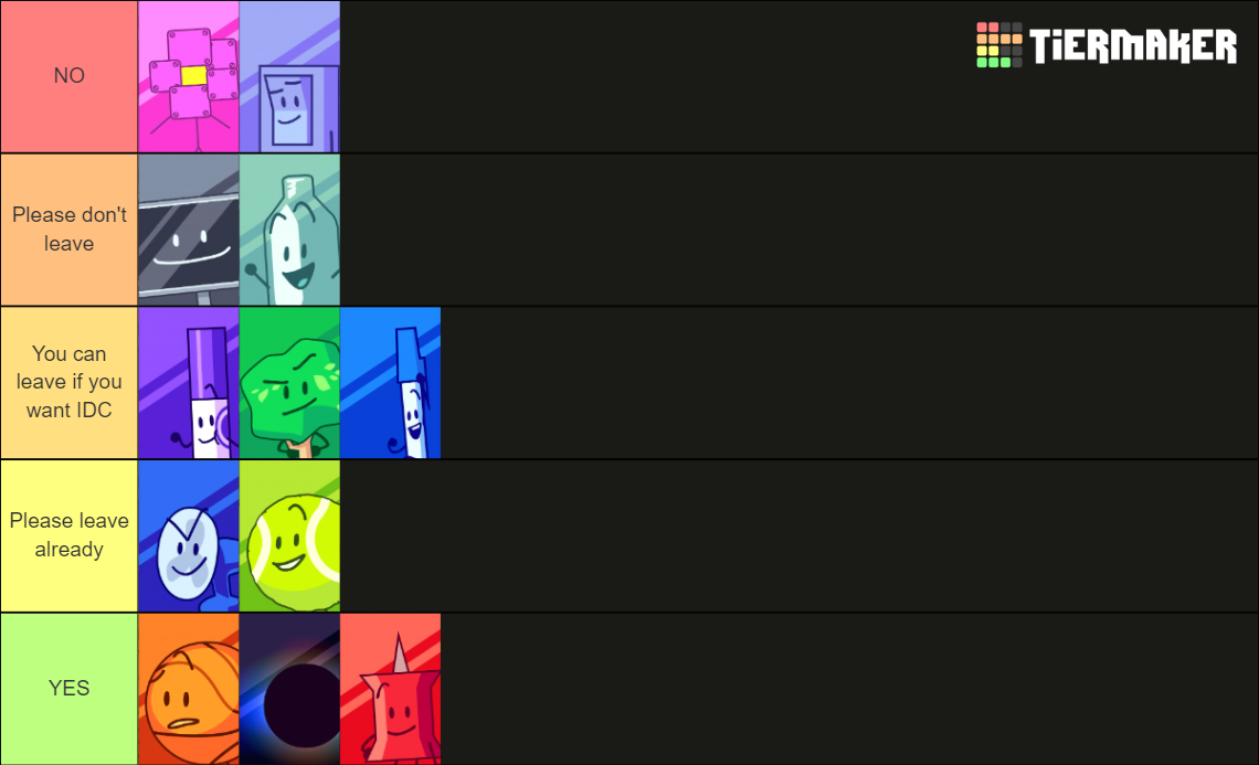BFDI Ultimate! Tier List (Community Rankings) - TierMaker