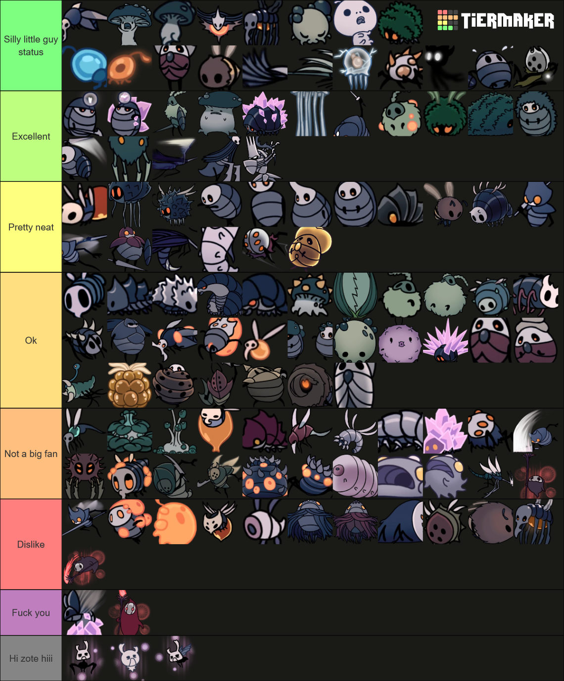 Hollow Knight Killable Non-boss Enemies Tier List (Community Rankings ...