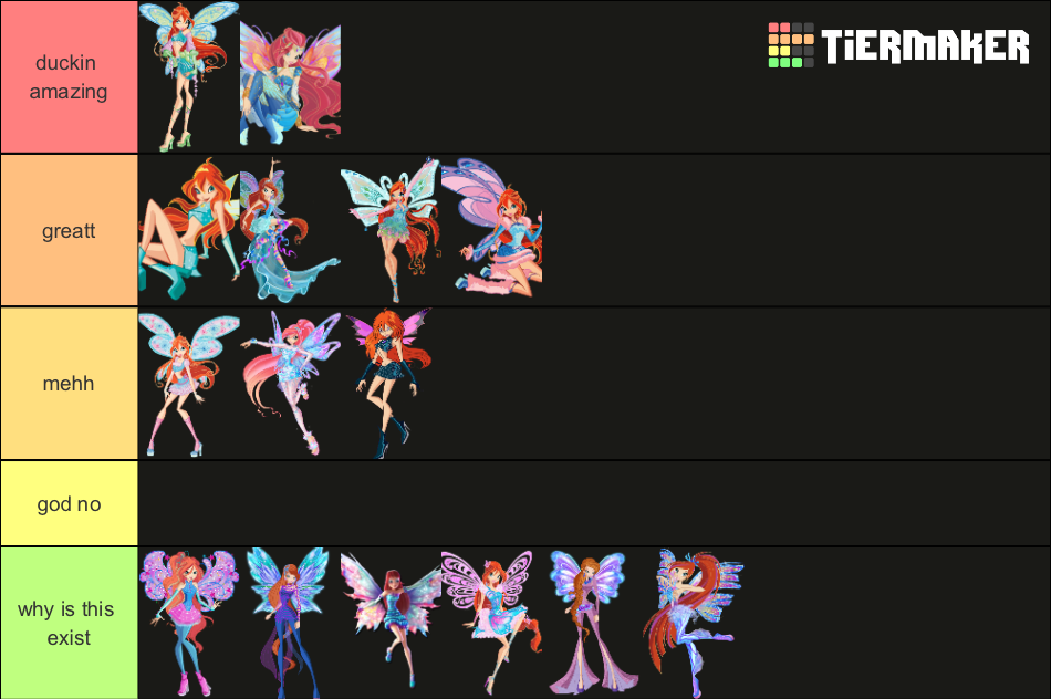 winx bloom all transformations Tier List (Community Rankings) - TierMaker