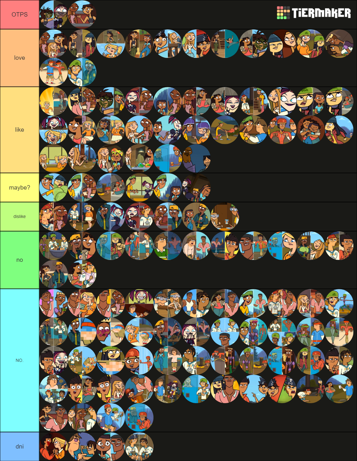 Total Drama Island 2023 (Reboot) Ships Tier List (Community Rankings) - TierMaker