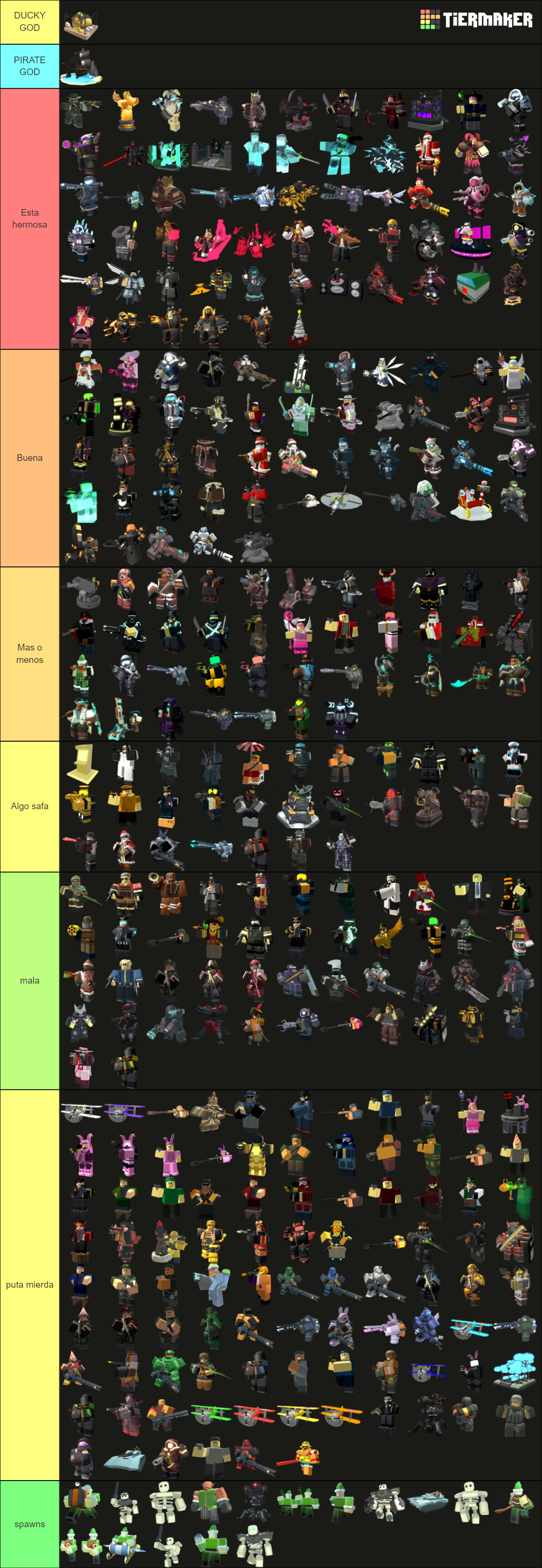 (tds) Tower defense simulator all skins 2024 Tier List (Community ...