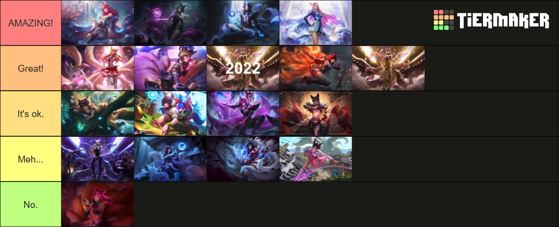 All Ahri Skins (Snow Moon 2023) Tier List (Community Rankings) - TierMaker