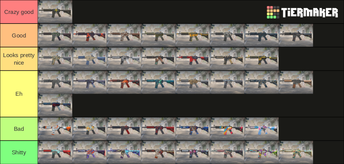 Counter-Strike 2 (CS2): All M4A4 Skins (Feb 2024) Tier List (Community Rankings) - TierMaker