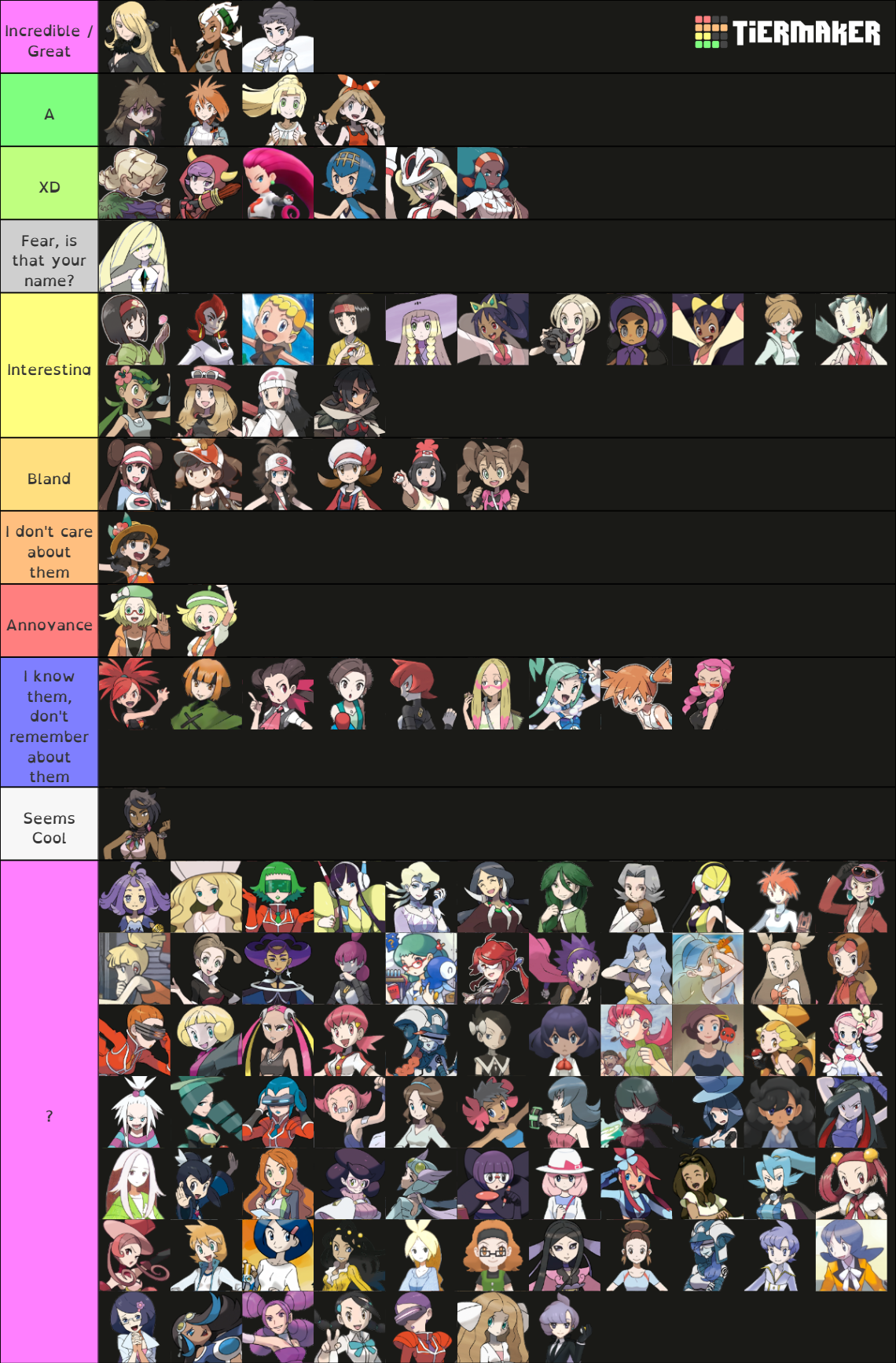 Pokemon Female Characters Tier List (Community Rankings) - TierMaker