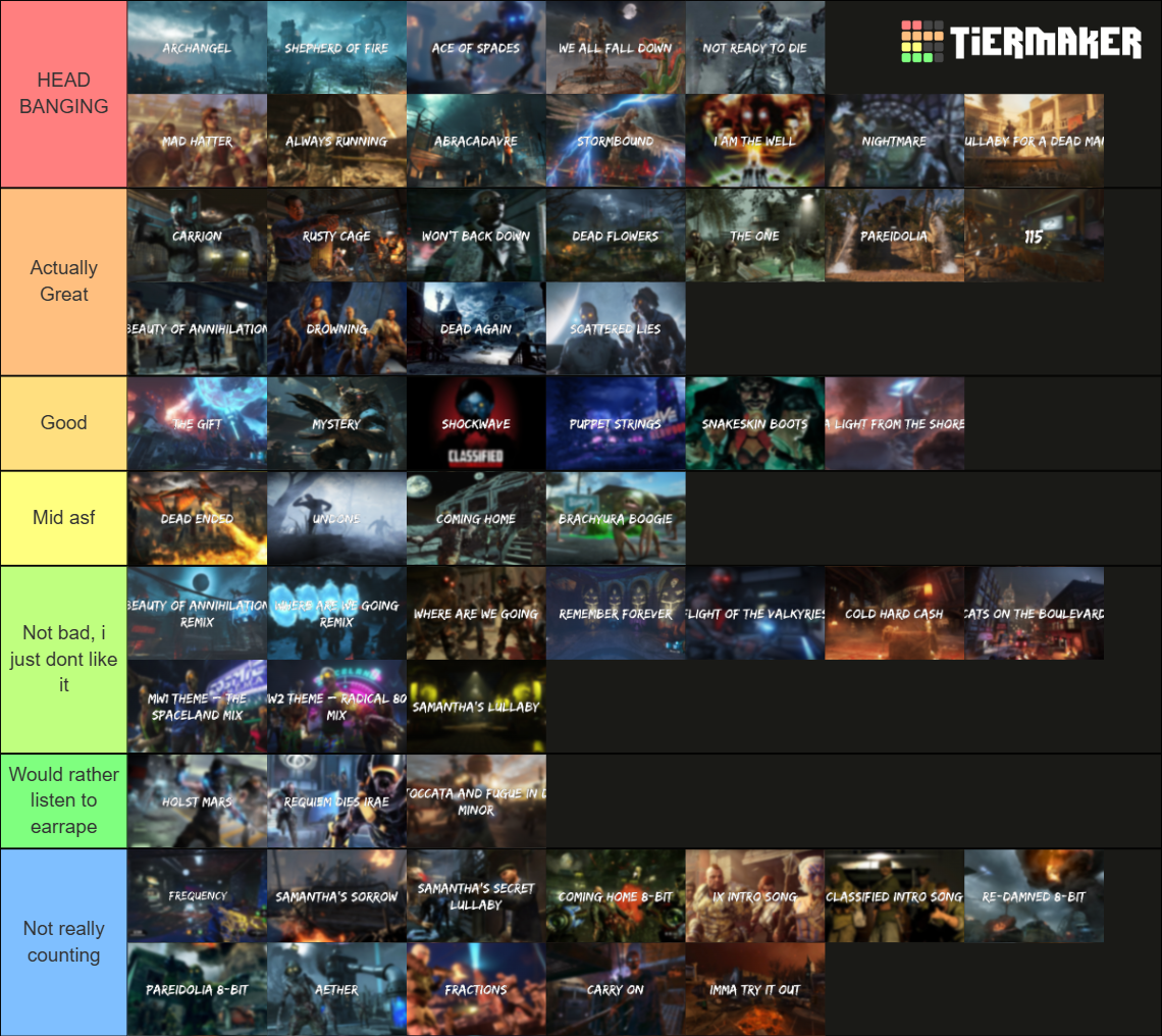 Ranking All Main Call of Duty Zombies Songs Tier List (Community ...