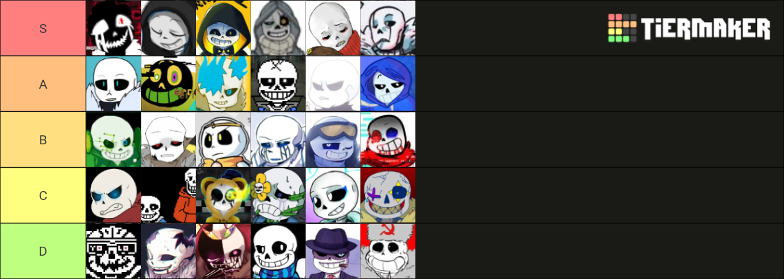 Sans AUs Tier List (Community Rankings) - TierMaker