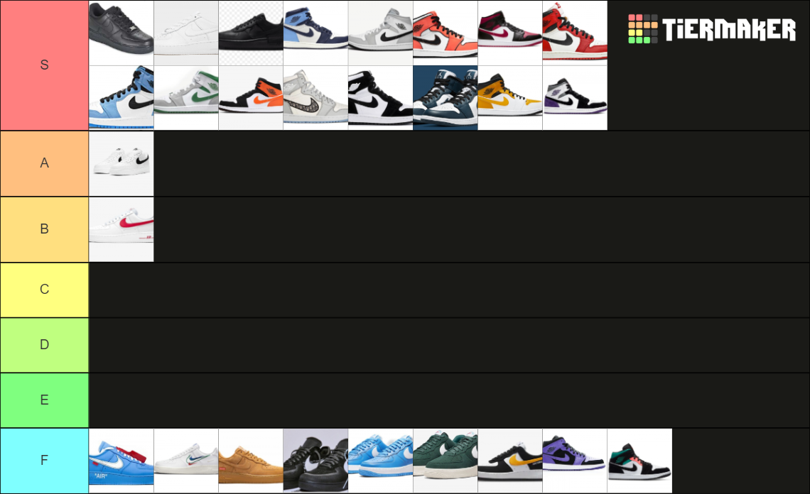 Air Jordan and air force 1 Tier List (Community Rankings) - TierMaker
