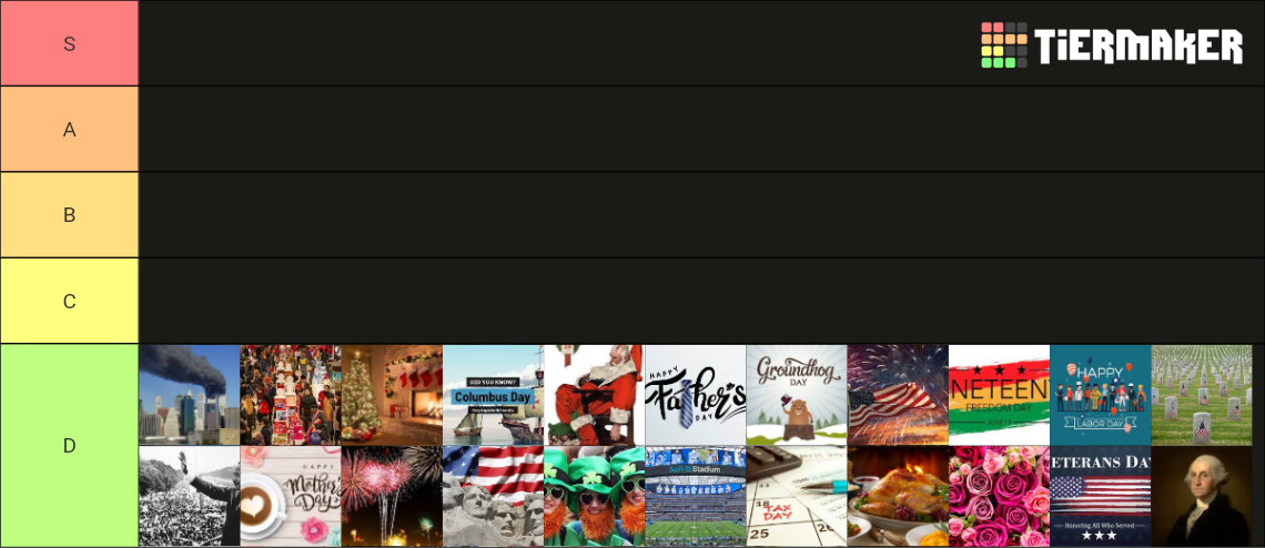 Recent Holidays Tier Lists - TierMaker