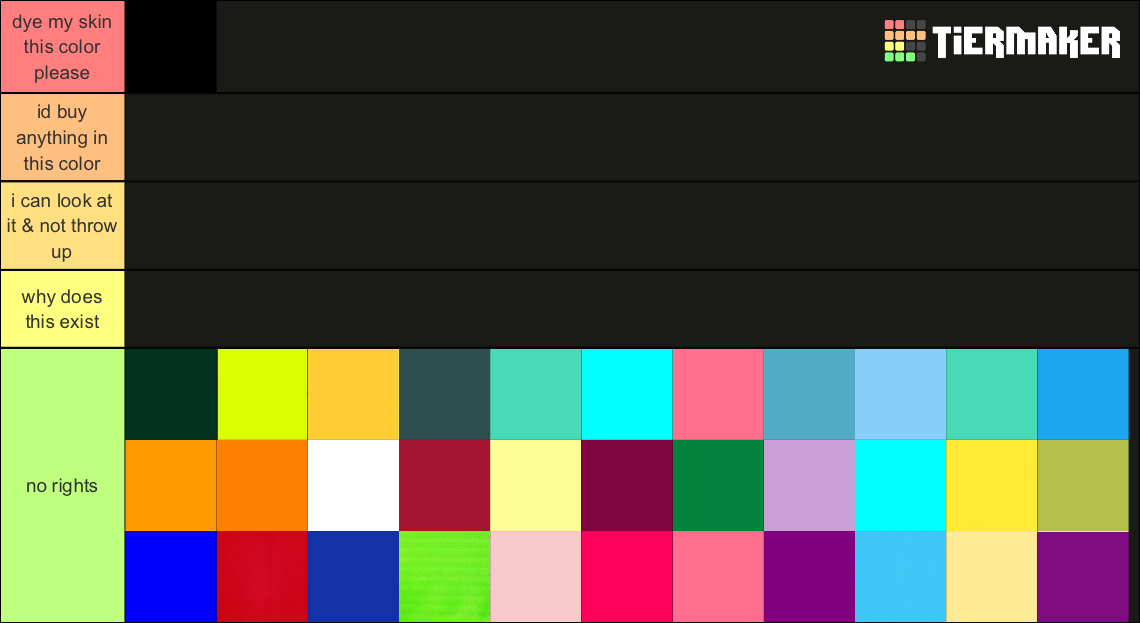 favorite color Tier List (Community Rankings) - TierMaker