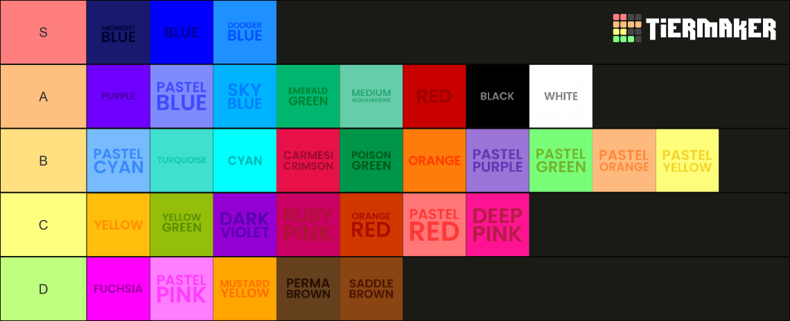 Ultimate Color Tier List (Community Rankings) - TierMaker
