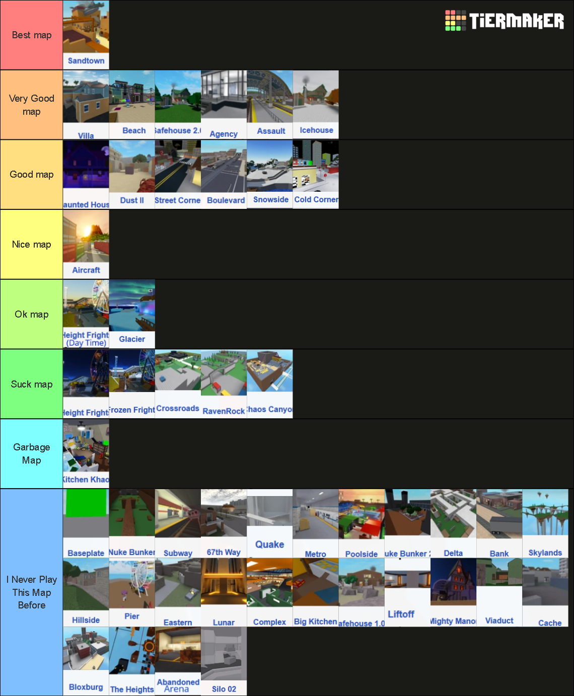 Roblox Arsenal Map Tier List (Community Rankings) - TierMaker