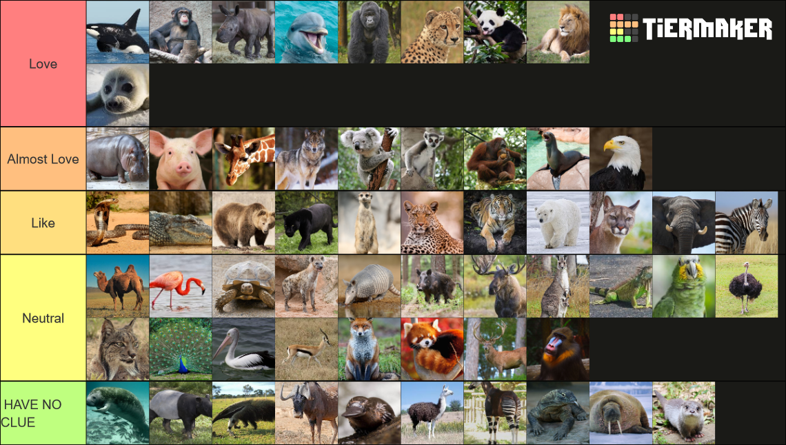 Zoo Animals Tier List (Community Rankings) - TierMaker
