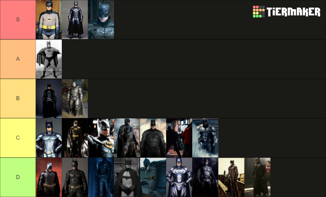 EVERY LIVE ACTION Batsuit Tier List (Community Rankings) - TierMaker