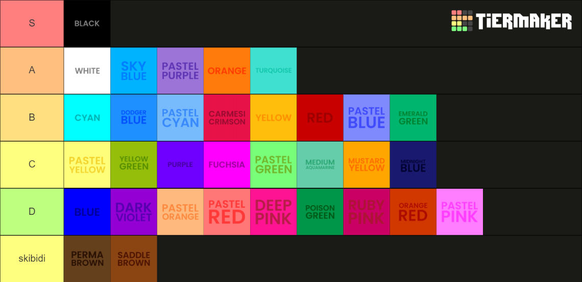 Ultimate Color Tier List (Community Rankings) - TierMaker