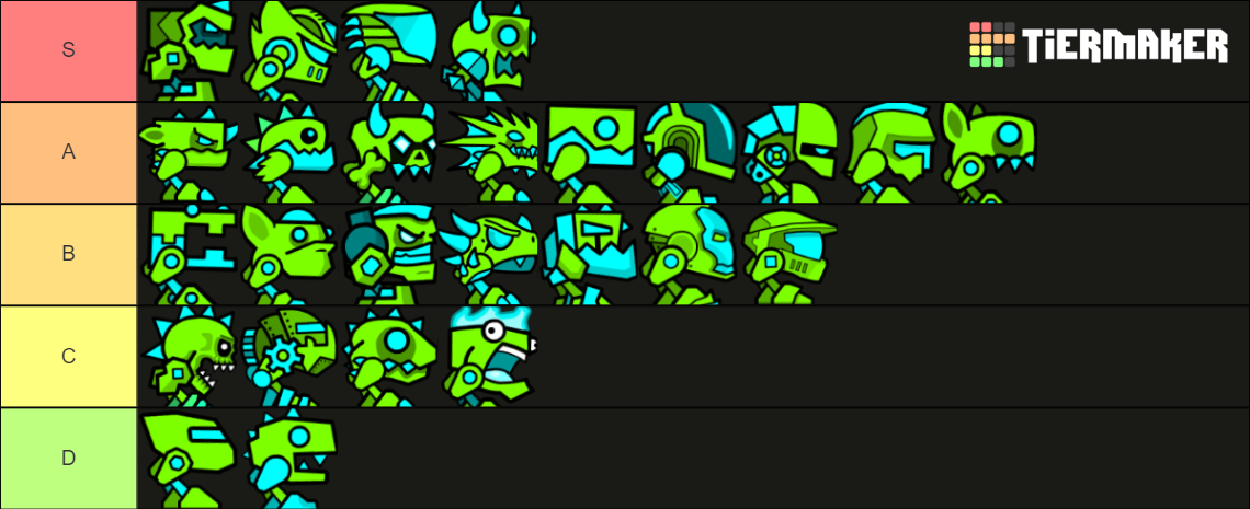 Rank every Geometry Dash 2.1 Robot (now with color!) Tier List ...