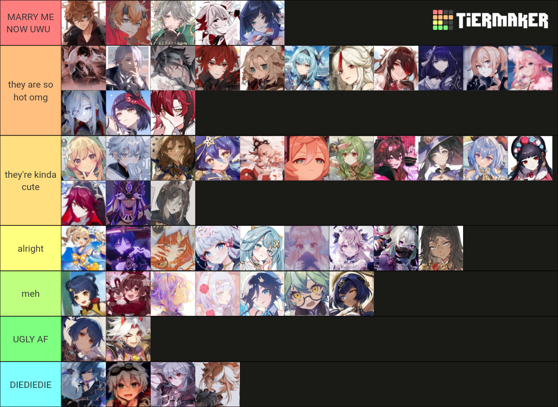 rate genshin characters! (simp addition) (3.4) Tier List (Community ...