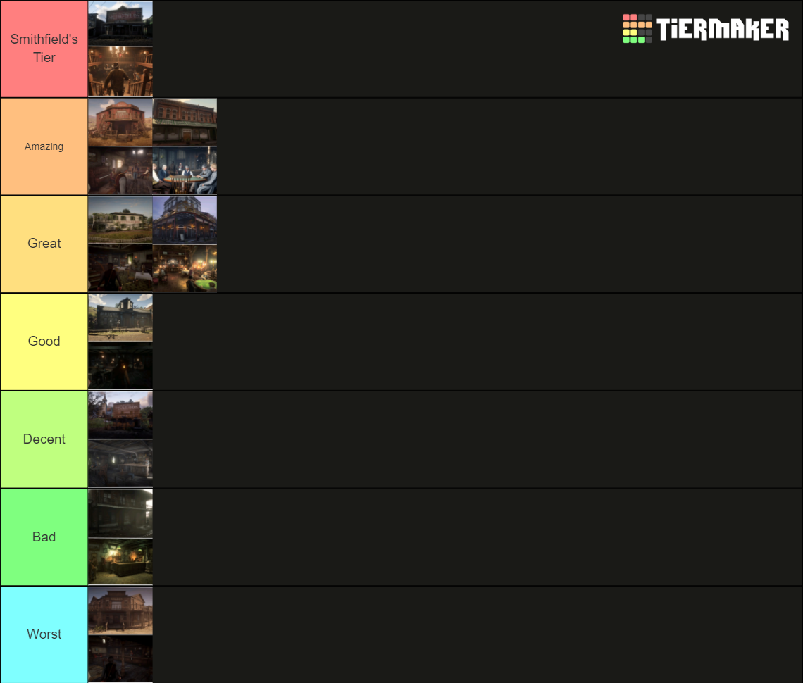 Red Dead Redemption 2 Saloons Tier List (Community Rankings) - TierMaker