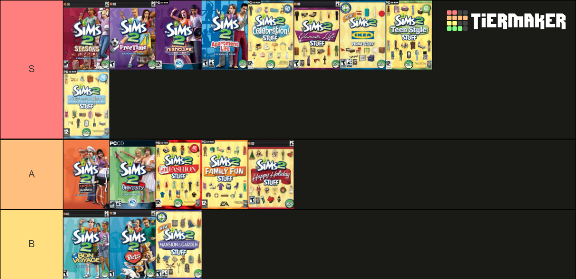 The Sims 2 packs Tier List (Community Rankings) - TierMaker