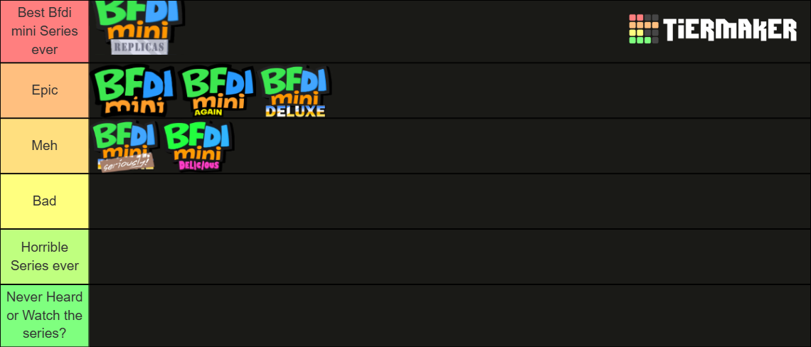 BFDI Mini Series Tier List (Community Rankings) - TierMaker