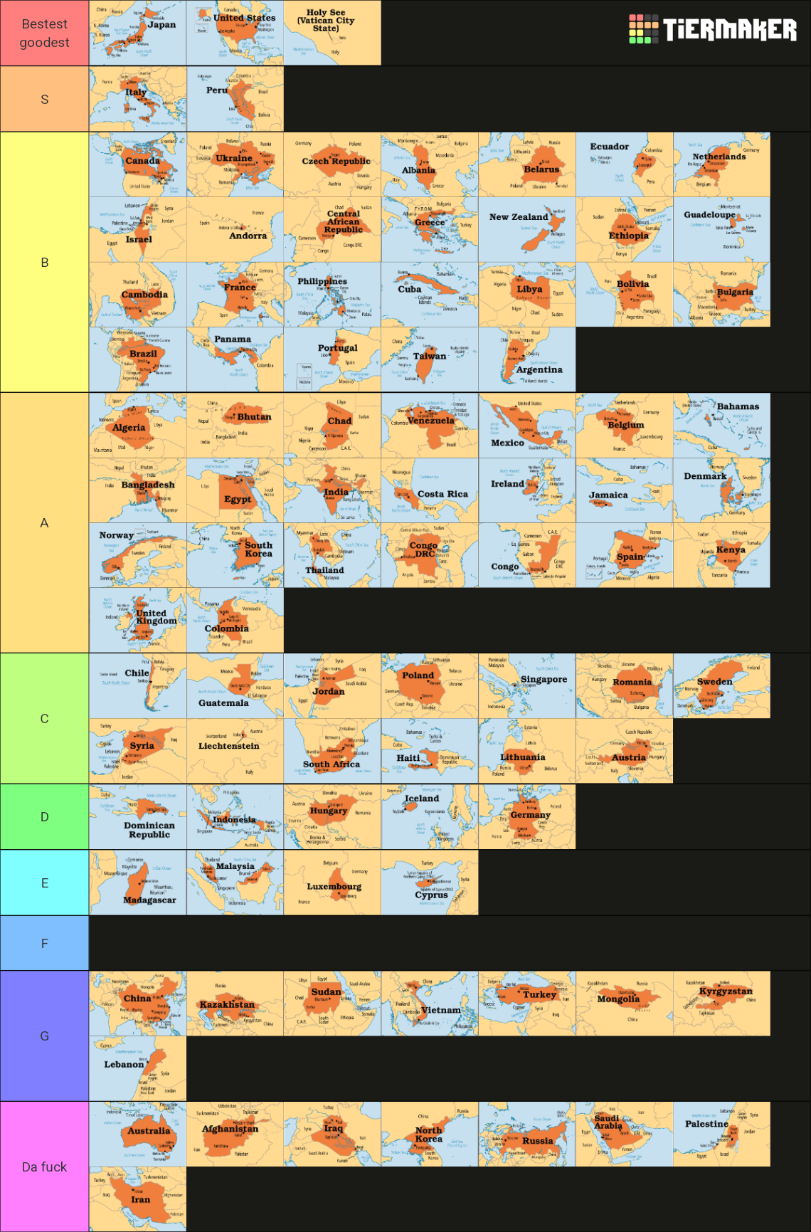 Country Tier List (Community Rankings) - TierMaker