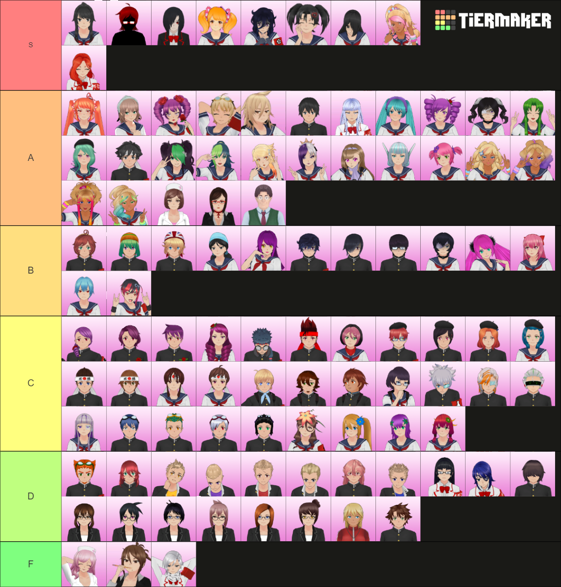 Yandere Simulator Characters Tier List (Community Rankings) - TierMaker