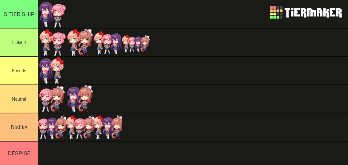 Doki Doki Literature Club Ship (With Poly Ships) Tier List (Community ...