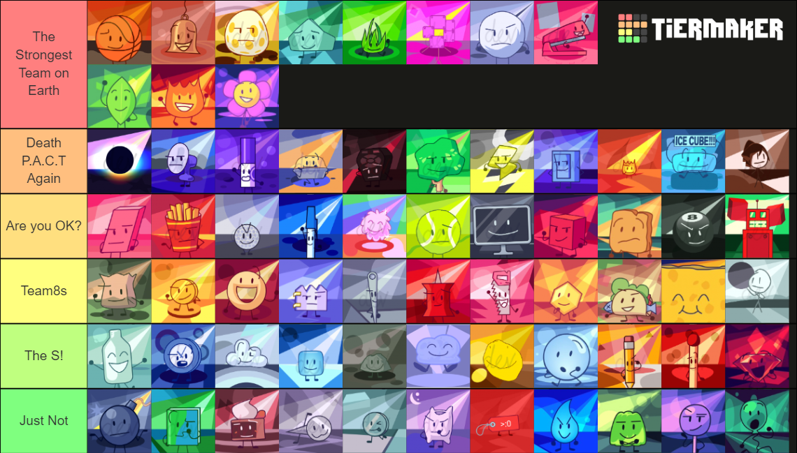 BFDI Contestants on TPOT Teams Tier List (Community Rankings) - TierMaker